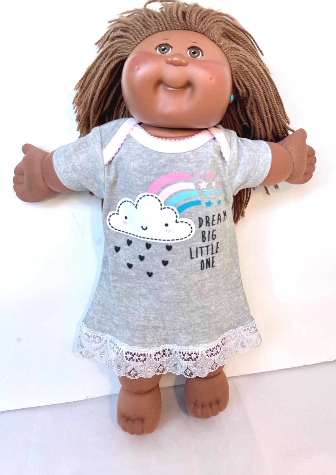 16" Cabbage Patch "rainbow - Dream Big" Doll Dress W/white Lace ...