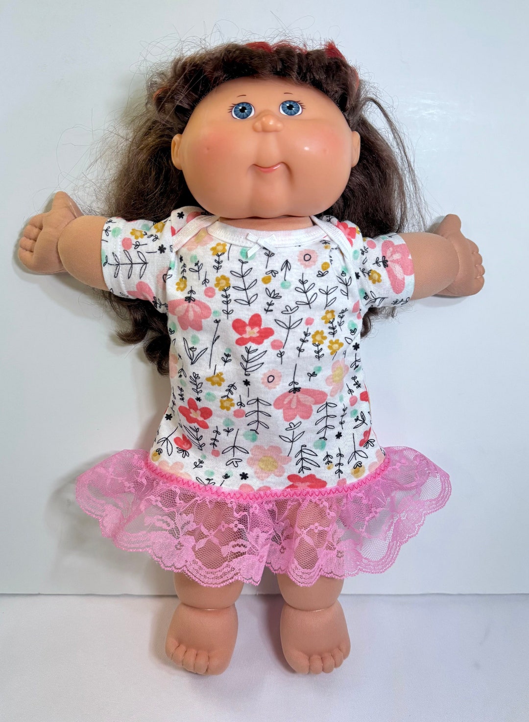 16 Cabbage Patch Doll Clothes colorful Flowers Dress With Pink Lace, 16 ...
