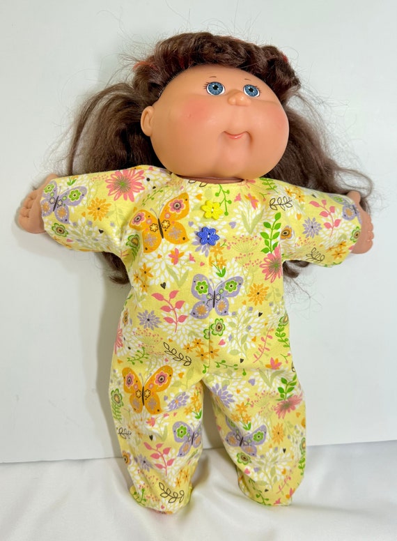 16 Cabbage Patch Clothes butterfly Flowers Footed Flannel Sleeper romper With FLOWER Buttons 16 Inch Cabbage Patch Clothes Cpks Doll Etsy Canada