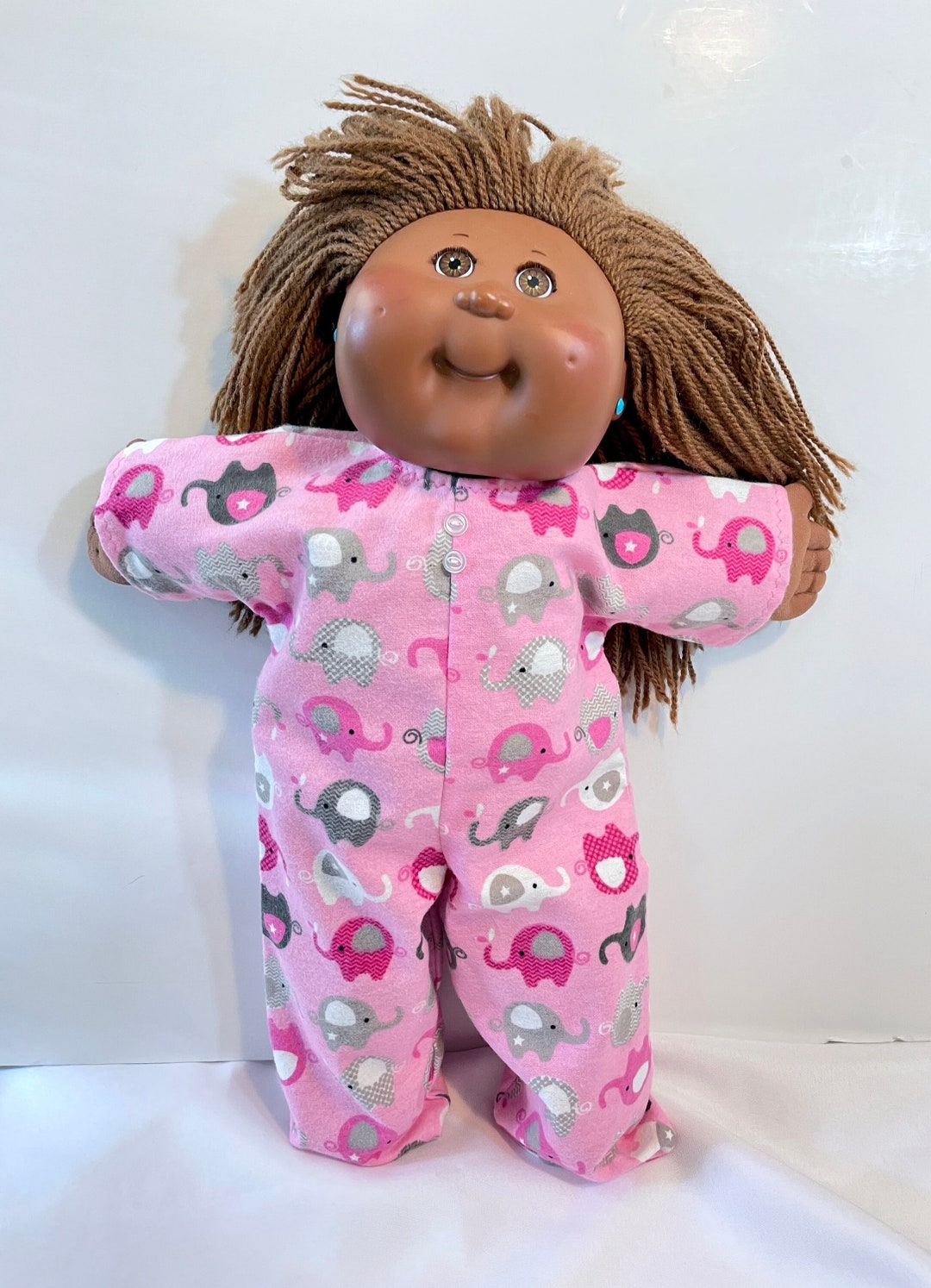 16 Cabbage Patch Clothes elephants PINK Footed Flannel Sleeper/romper W ...
