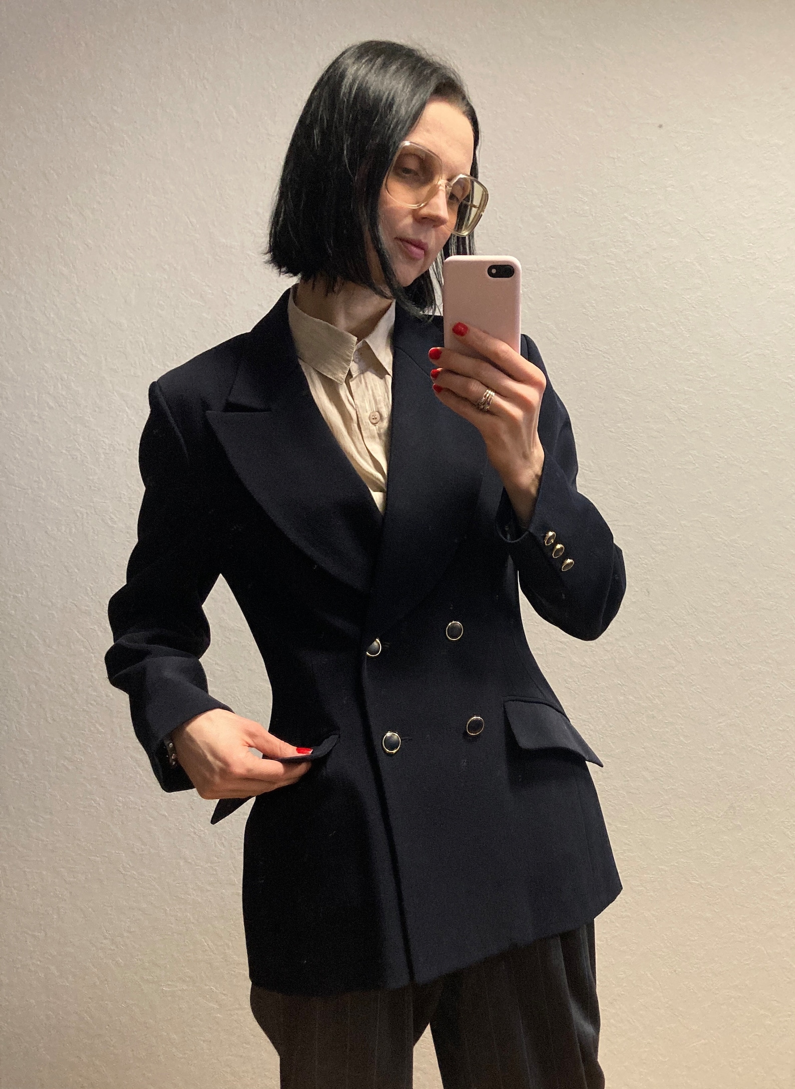 Vintage Prof Line Long Navy Blue Blazer - Etsy