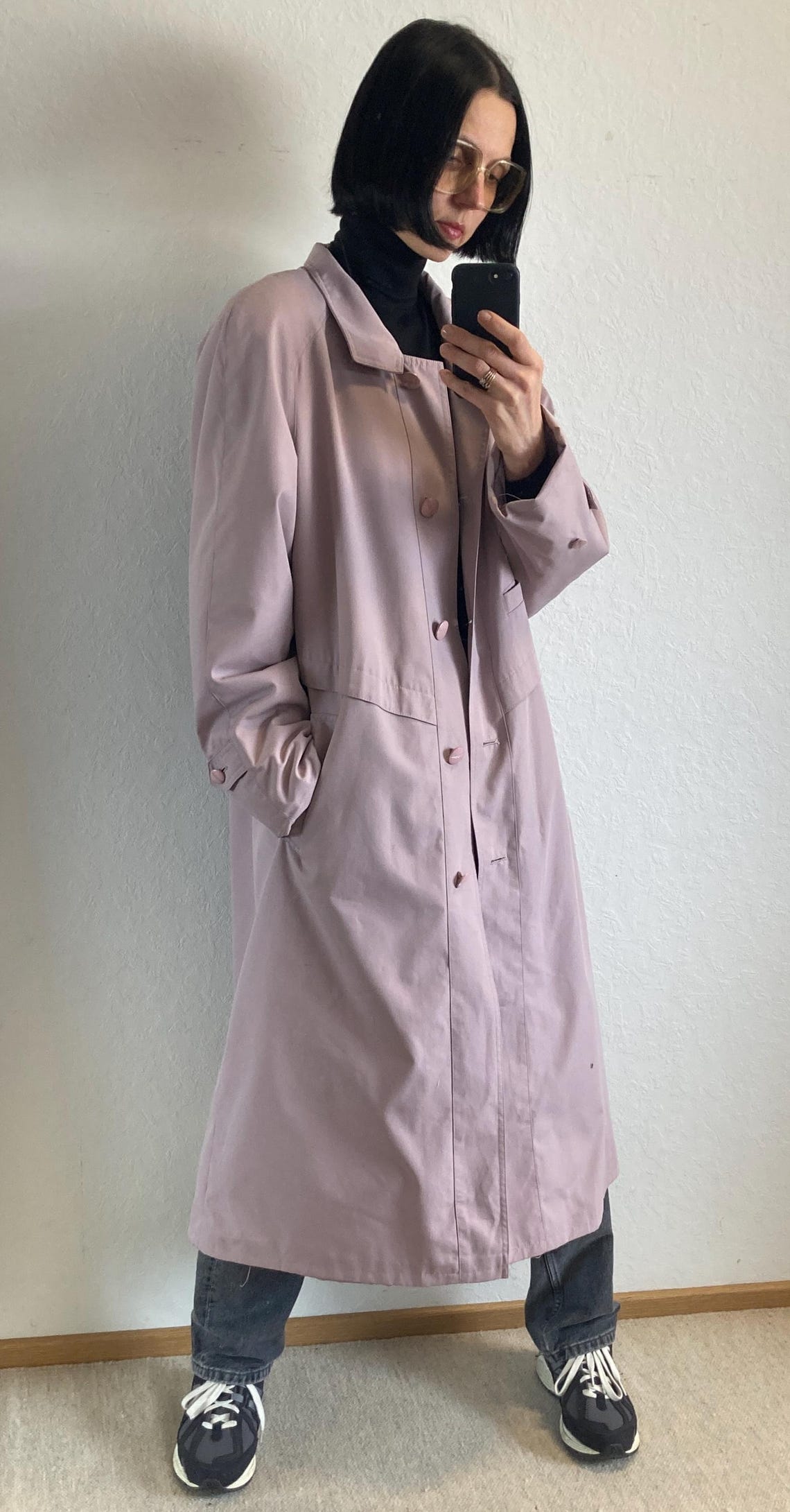 Vintage 80s Pastel Lilac Trench Coat: Quilted Lining, Size S/M - Etsy