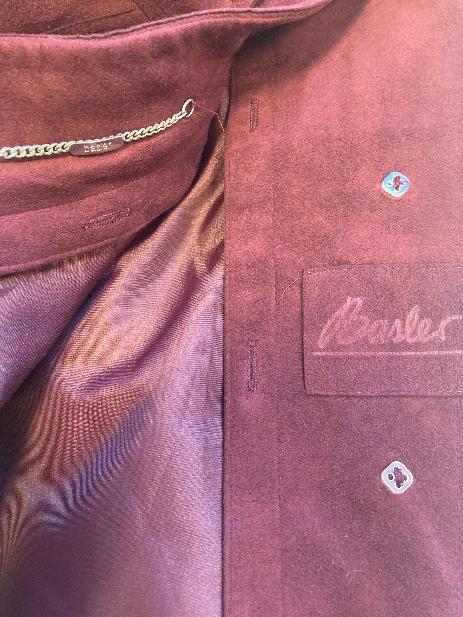 Vintage Faux Suede Leather Long Burgundy Red Coat by Basler - Etsy