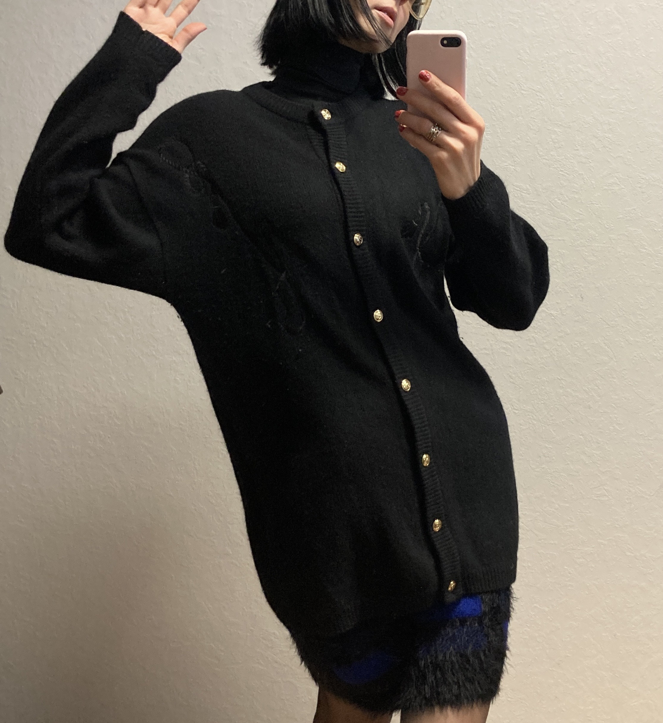 Vintage Angora Wool Cardigan Monochrome Embroidery - Etsy
