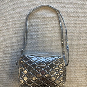 Vintage Quilted Shiny Silver Shoulder Bag 1980s - Etsy