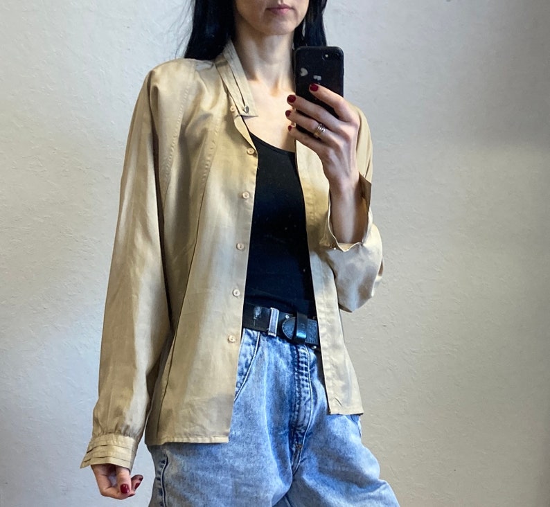 80s Creamy Yarell Blouse Size S - Etsy