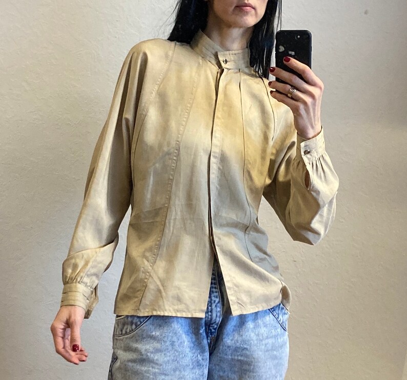 80s Creamy Yarell Blouse Size S - Etsy
