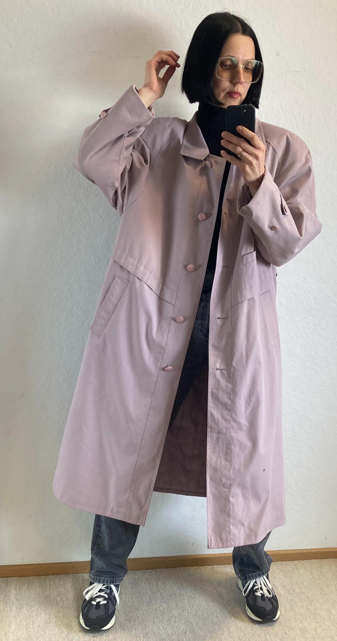 Vintage 80s Pastel Lilac Trench Coat: Quilted Lining, Size S/M - Etsy