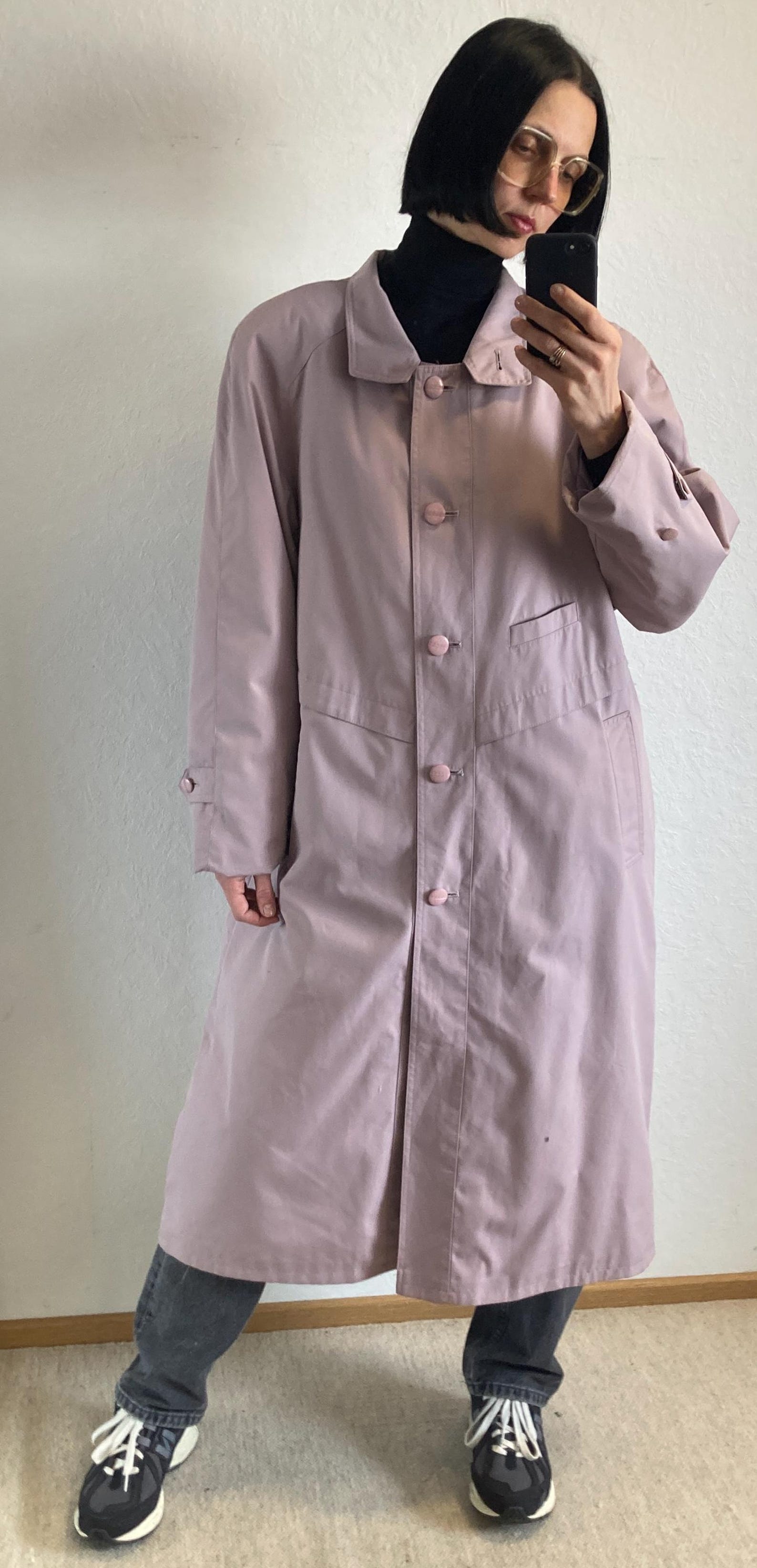 Vintage 80s Pastel Lilac Trench Coat: Quilted Lining, Size S/M - Etsy