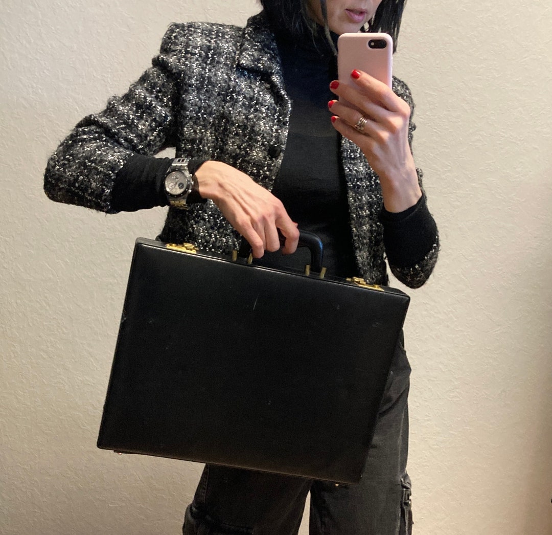 Vintage Black Faux Leather Hard Briefcase 1980s - Etsy