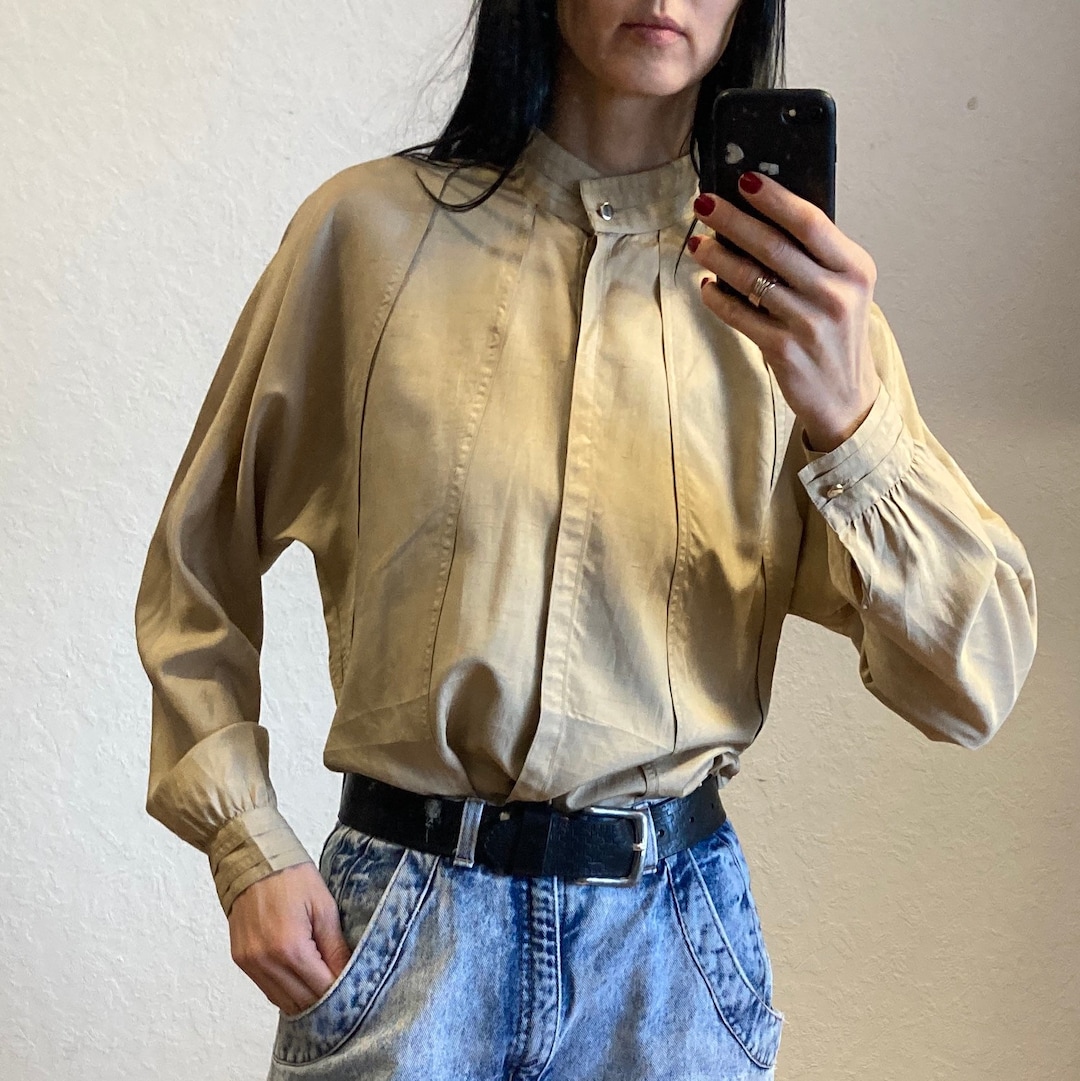 80s Creamy Yarell Blouse Size S - Etsy