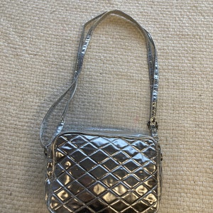 Vintage Quilted Shiny Silver Shoulder Bag 1980s - Etsy