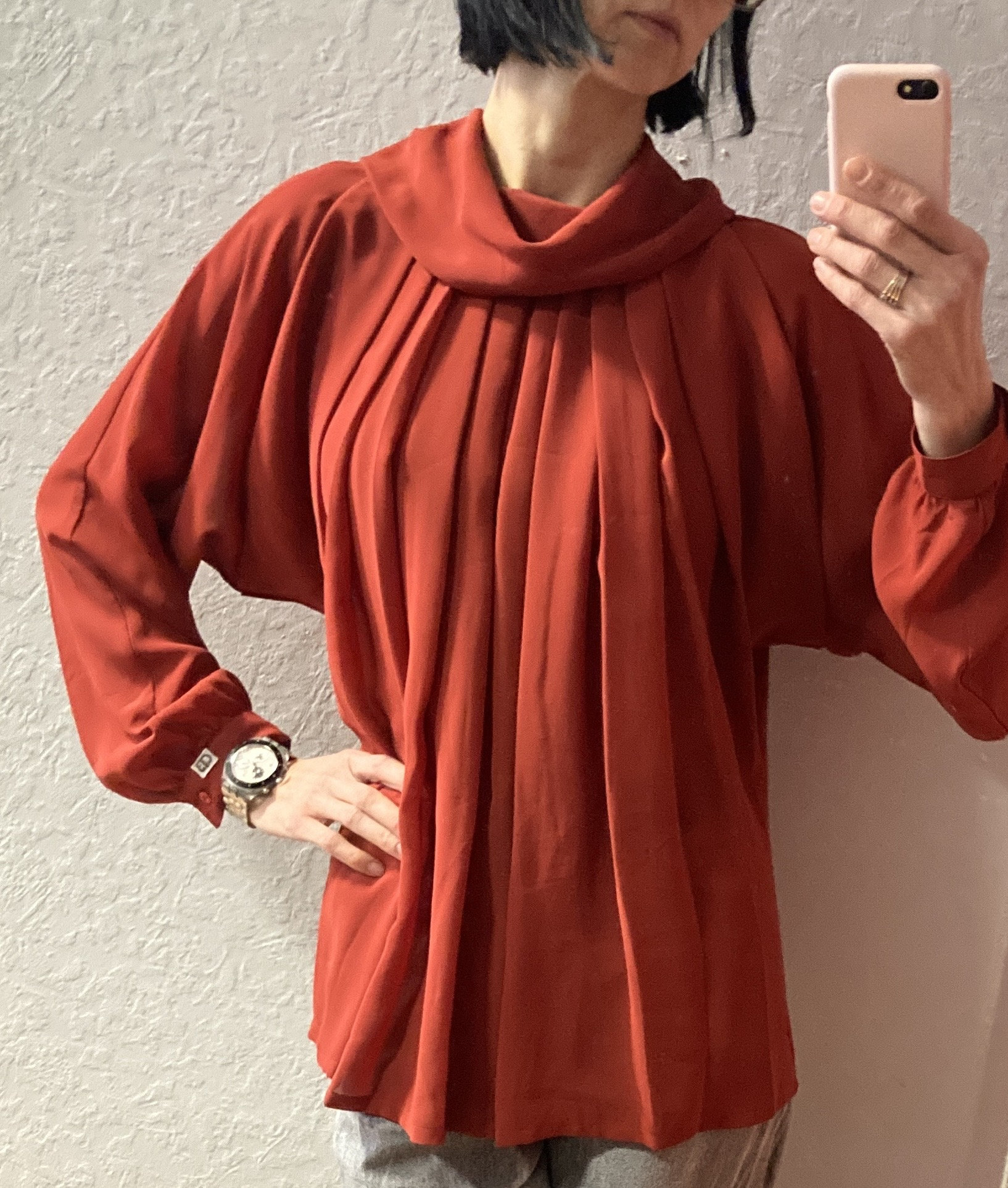 80s Anne Bruse Terracotta Red Pleated Blouse - Etsy