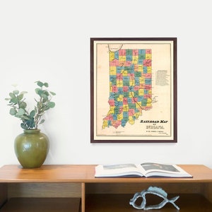 Indiana Map Indiana Art Indiana Poster Indiana Decor - Etsy