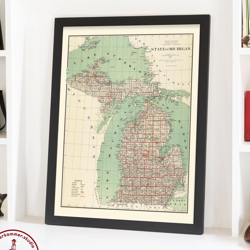 Michigan Map Art - Etsy