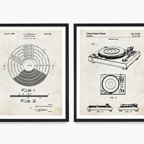 Vinyl Record Patent Print Phonograph Record Blueprint | Etsy