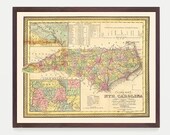 North Carolina Map NC Map Map Art Map Decor State Map | Etsy