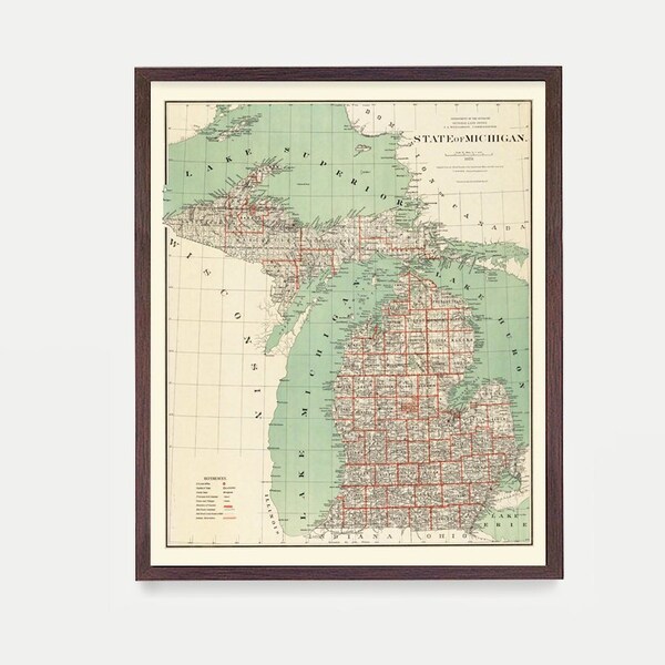 Michigan Map Art - Etsy