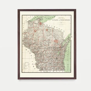 Wisconsin Map Wisconsin Poster Milwaukee Wisconsin Wall - Etsy