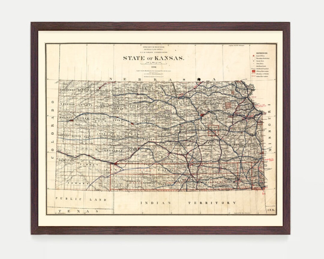 Kansas Map Art, Kansas Poster, Kansas Home Decor, Kansas Wall Art ...