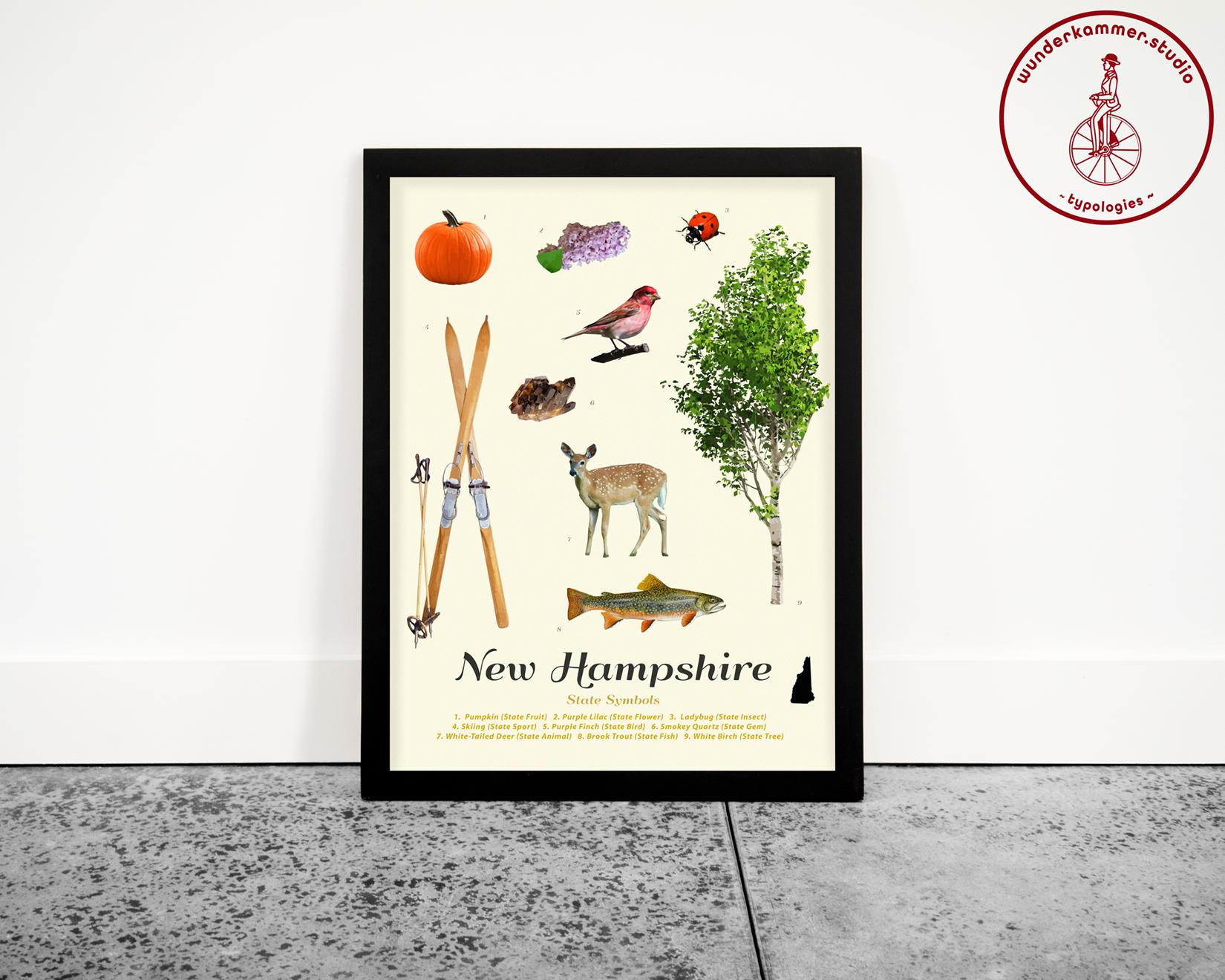 New Hampshire State Symbols Art Print: Home Decor Artwork - Etsy