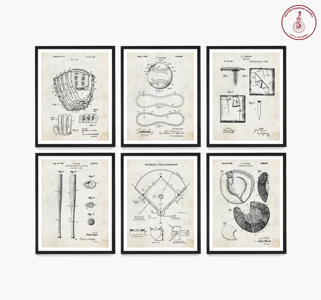 Baseball Patent Prints, Baseball Wall Art, Baseball Poster, Kids Room ...