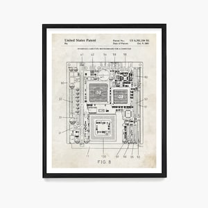 Motherboard Patent Poster, Computer Wall Art, Tech Decor, Computer Gift ...