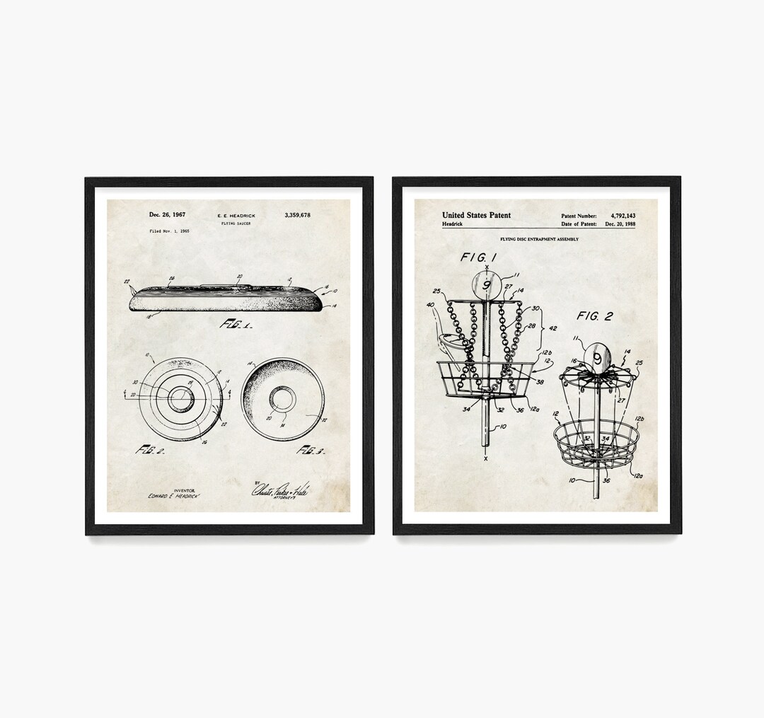 Frisbee Patent Wall Art, Disc Golf Poster Bundle, Frisbee Best Gift ...