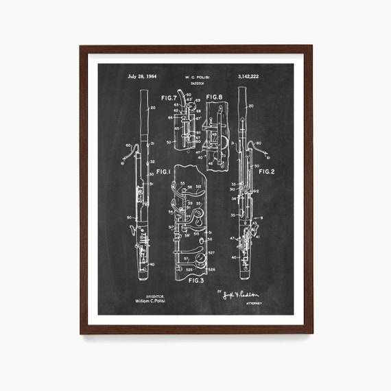 Bassoon Patent Print Bassoon Poster Bassoon Wall Art | Etsy