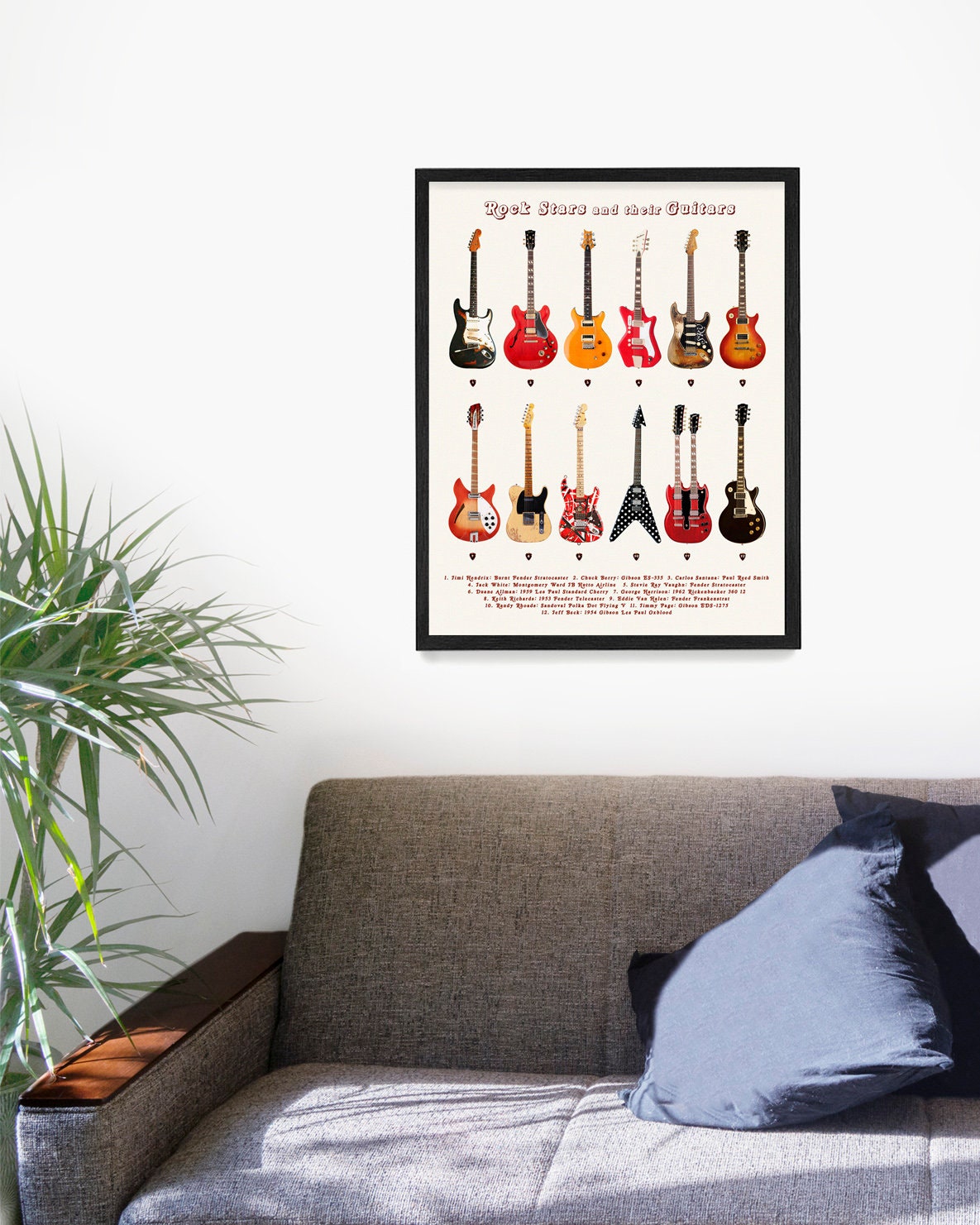 Guitar Poster Rock Stars and Their Guitars History of Rock N - Etsy