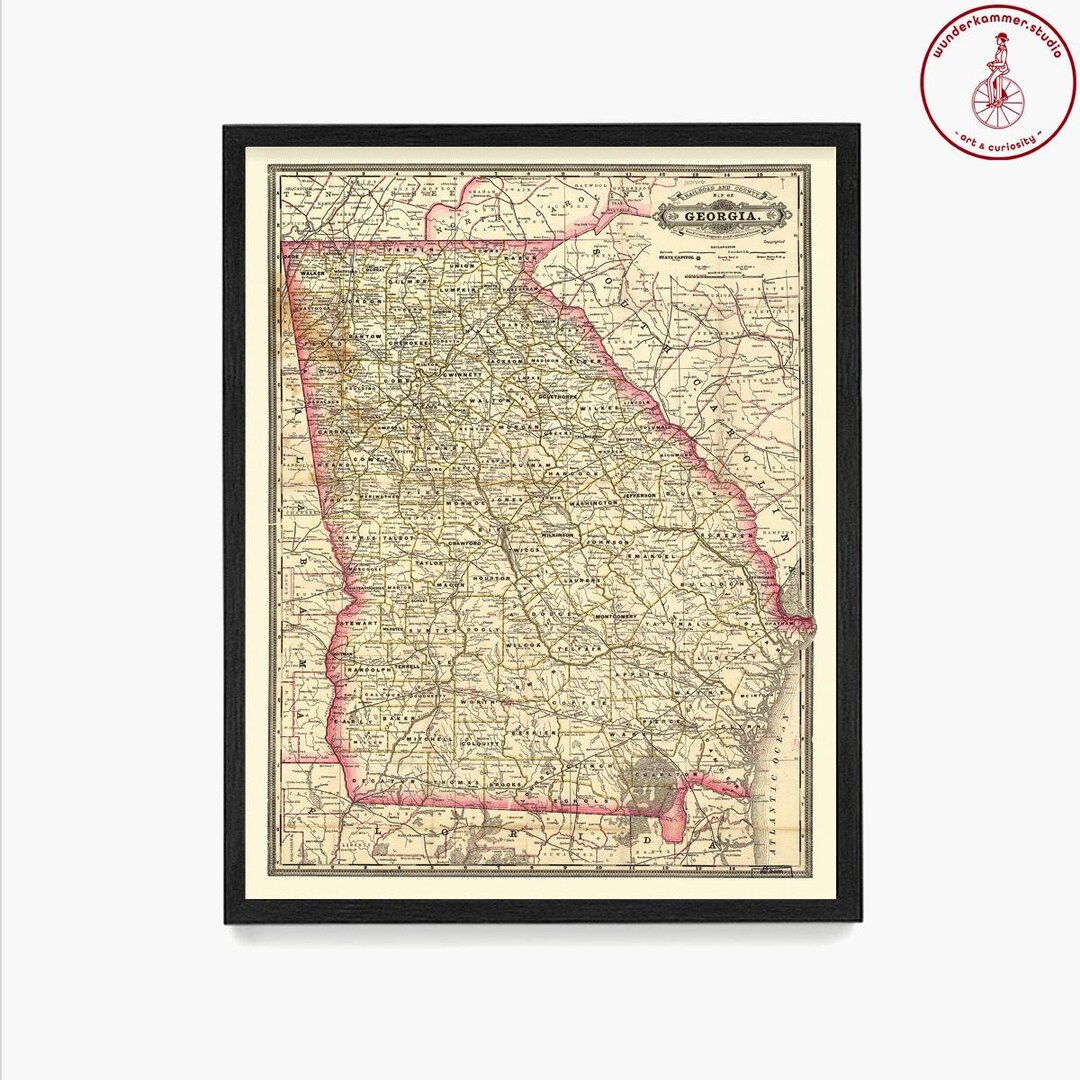 Georgia Map, GA Map Art, Map Decor, State Map, Georgia Art, Georgia ...