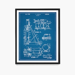 Drum Set Patent Print, Drum Wall Art, Drummer Gift, Drum Kit Patent ...