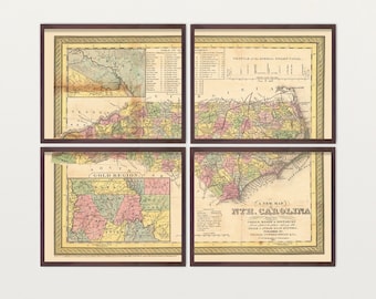 North Carolina Art, North Carolina Map, North Carolina Poster, Unframed ...