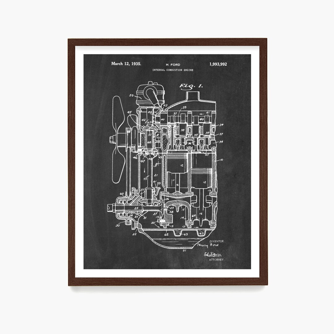 Internal Combustion Engine Patent Print, Ford Engine Patent Poster ...