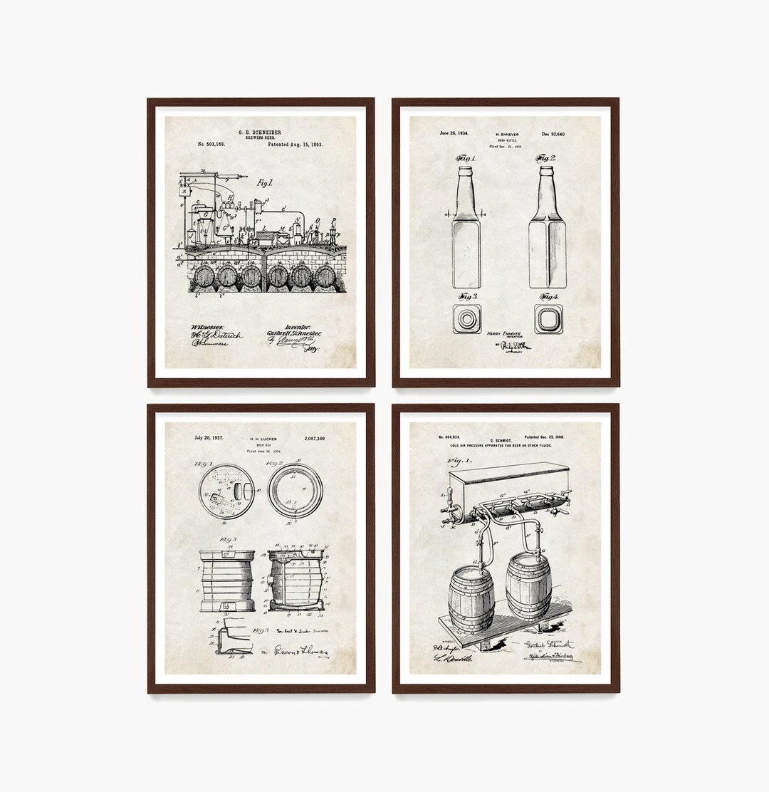 Beer Patent Art Prints: Brewery Decor, Bar Wall Art - Etsy