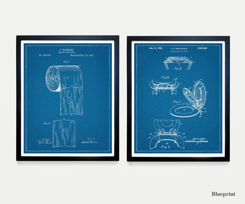 Toilet Patent Art Bathroom Wall Art Bathroom Decor | Etsy