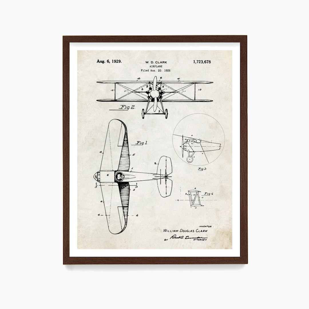 Airplane Patent Art Staggered Biplane Patent Print Airplane - Etsy