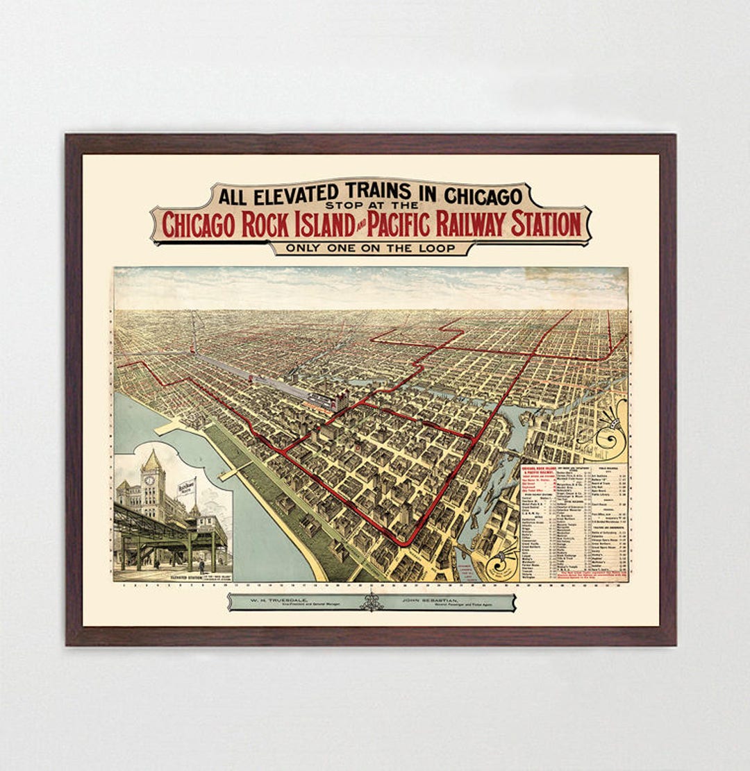 Chicago Elevated Train Map, Chicago Poster, Chicago Wall Art, Chicago ...