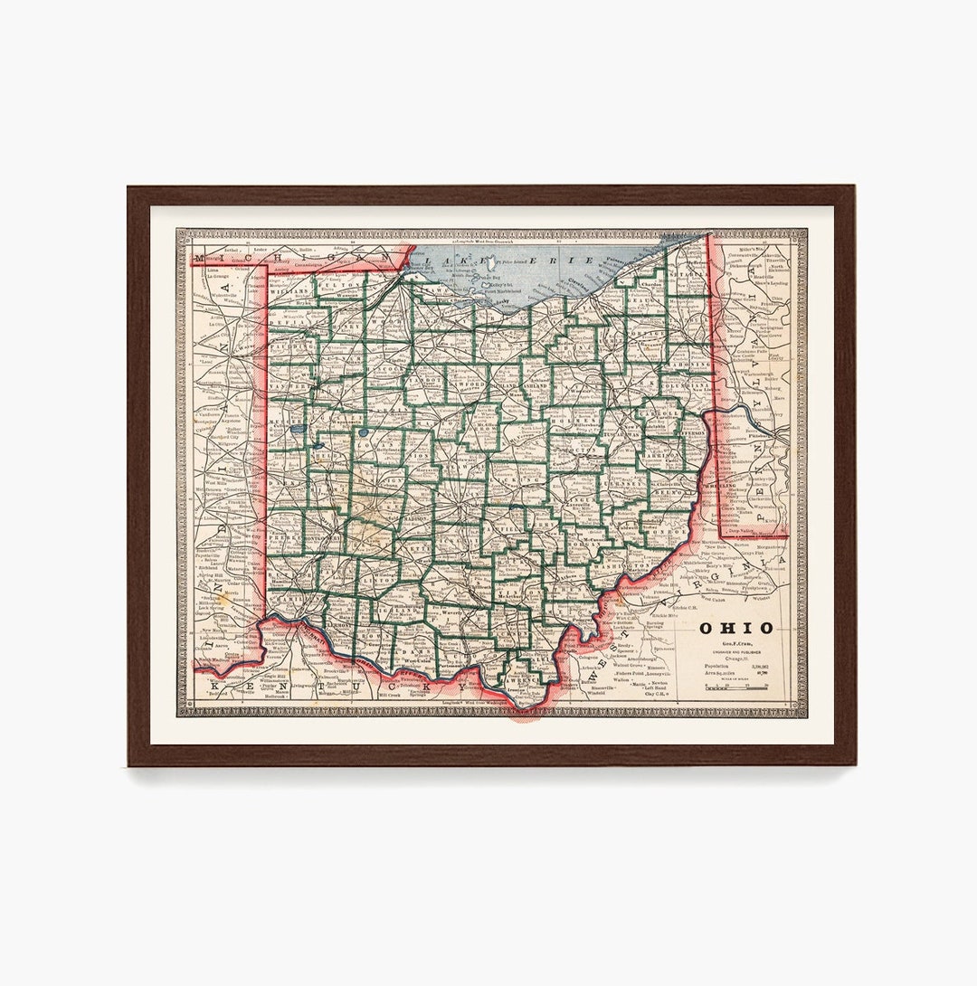 Ohio Map Wall Art, Map Decor, Ohio Home Decor Gift, Ohio Poster ...