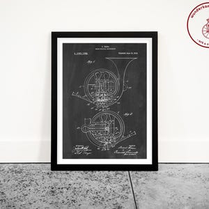 French Horn Patent Poster, French Horn Wall Art, Classical Music Poster ...