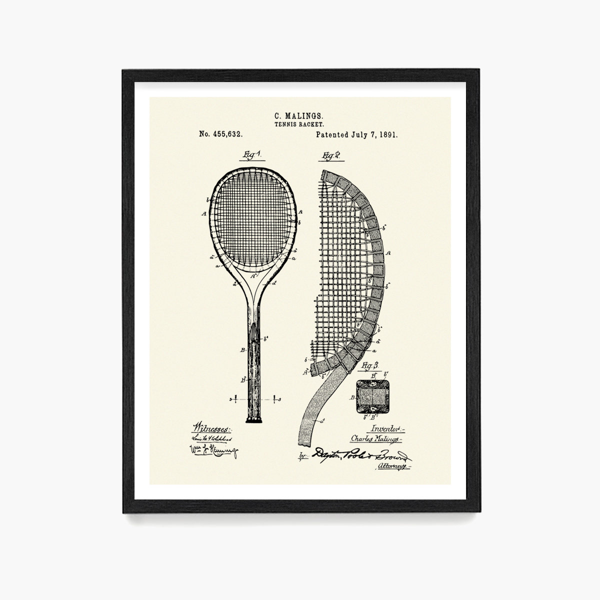 Tennis Racket Patent Poster Tennis Wall Art Tennis Gift | Etsy