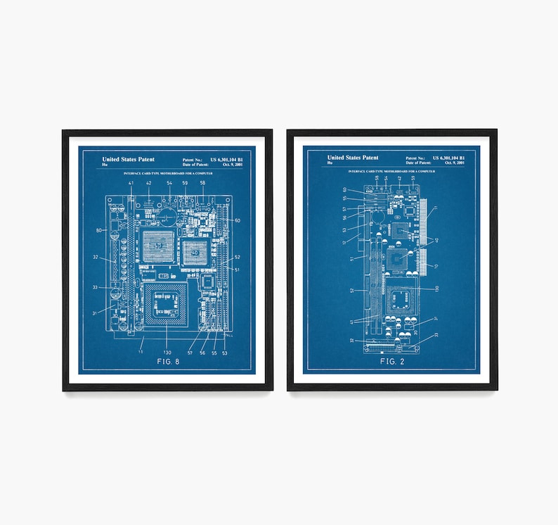 Motherboard Patent Art Print Set: Tech Wall Decor - Etsy