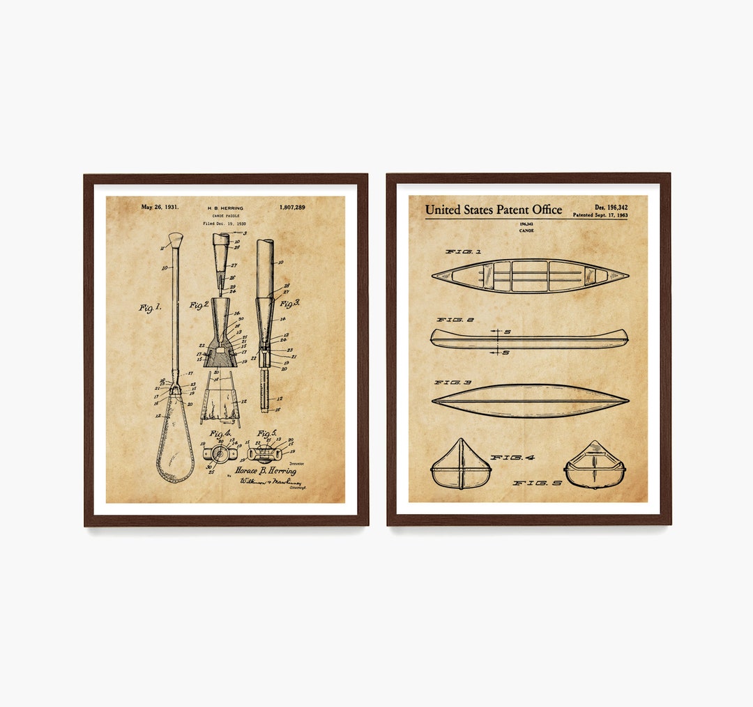 Canoe Patent Art Canoe Poster Lake House Decor Lake Art - Etsy