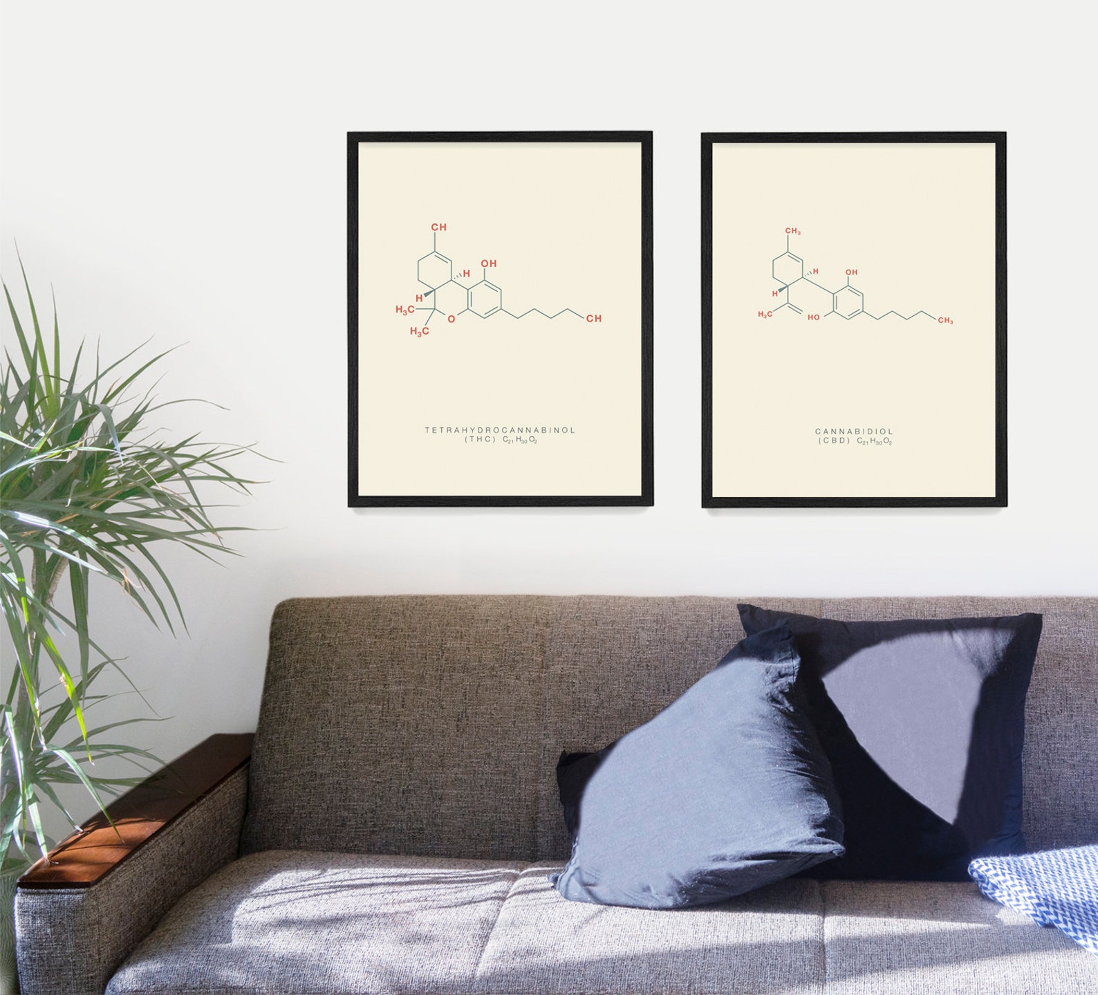 Cannabis Wall Art, THC Molecule, CBD Molecule, Molecule Poster ...