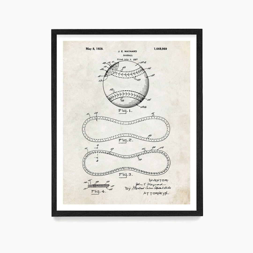 Baseball Patent Art Print, Baseball Team Gift, Kids Room Sports Decor ...