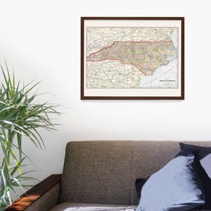 North Carolina Map Wall Art, NC Map, State Map, North Carolina Home ...