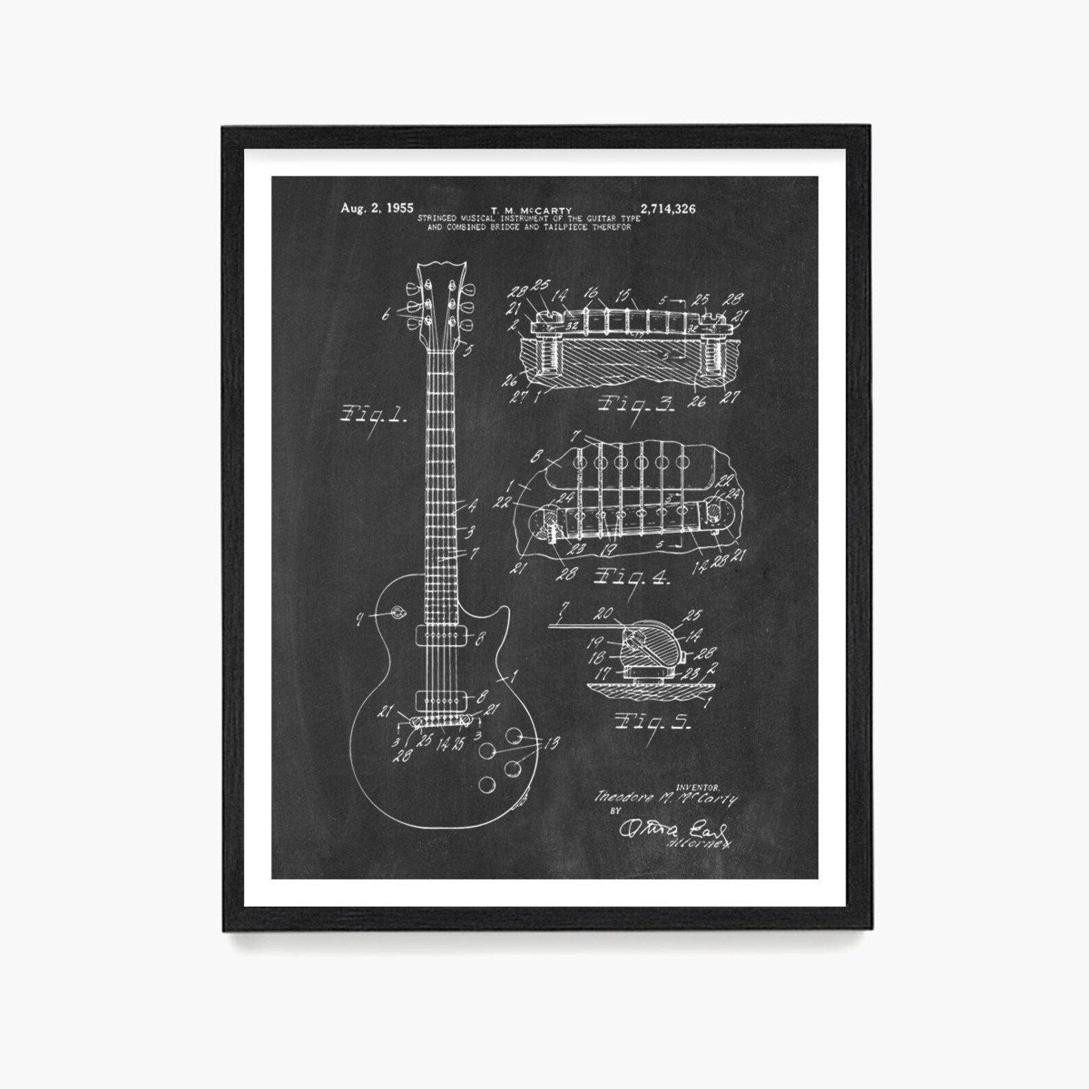 Electric Guitar Patent Poster Guitar Wall Art Guitar Patent - Etsy