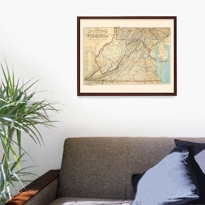 Virginia State Map Art Print, Virginia Home Decor, Virginia Wall Art ...