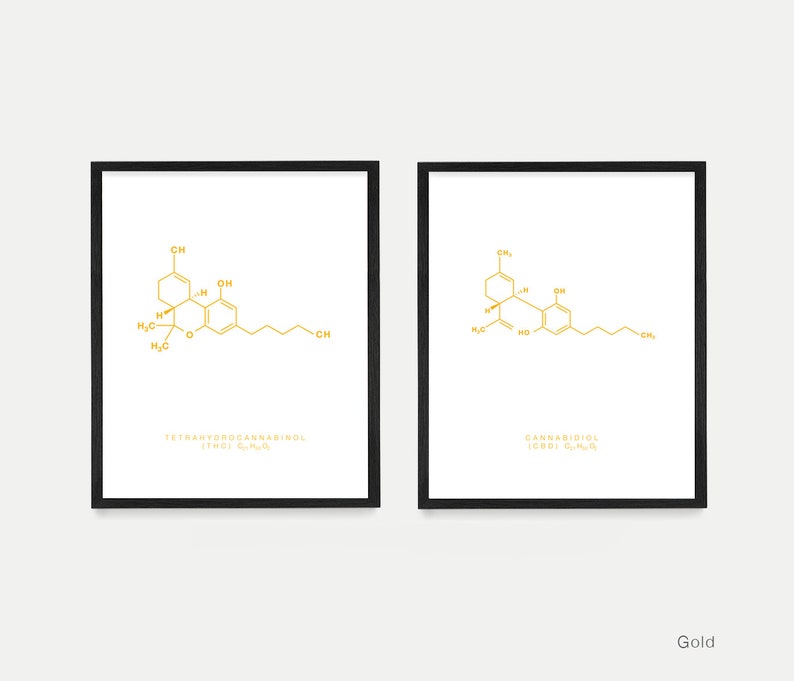 Cannabis Wall Art THC Molecule CBD Molecule Molecule - Etsy