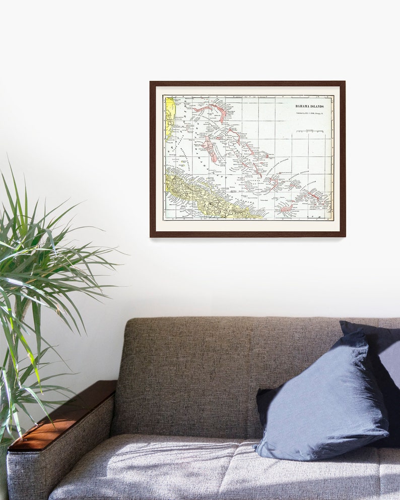 Bahama Islands Map Wall Art Map Decor Vintage Map Bahama - Etsy